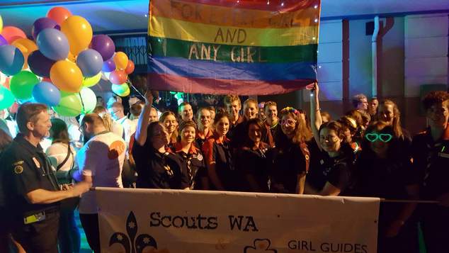 Girl Guides ready to march in the Perth Pride Parade